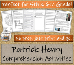 Patrick Henry Close Reading Comprehension Activities | 5th Grade & 6th ...
