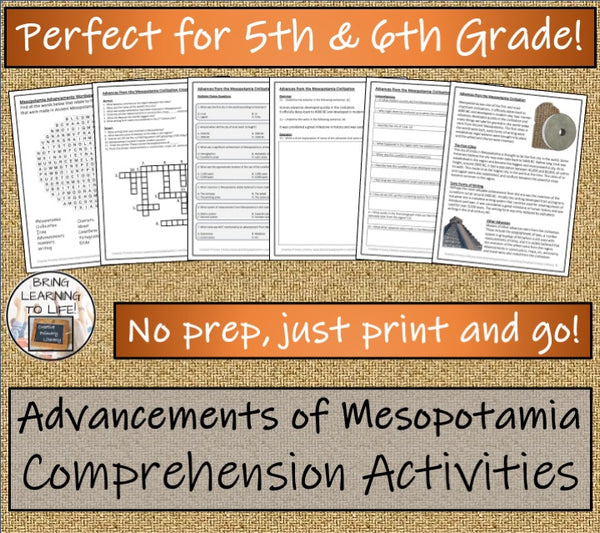 Advancements from Mesopotamia Close Reading Comprehension | 5th & 6th ...