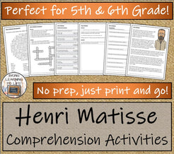 Henri Matisse Close Reading Comprehension Activities | 5th Grade & 6th ...