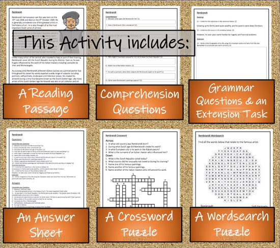 Rembrandt Close Reading Comprehension Activity | 5th Grade & 6th Grade ...
