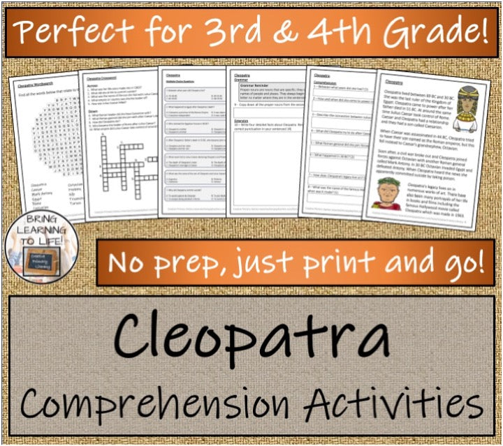 Cleopatra Close Reading & Biography Bundle | 3rd Grade & 4th Grade ...