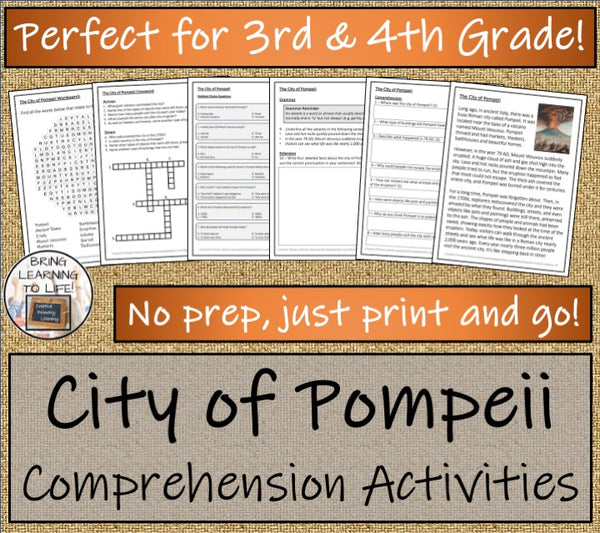 Pompeii Close Reading Comprehension Activities | 3rd Grade & 4th Grade ...