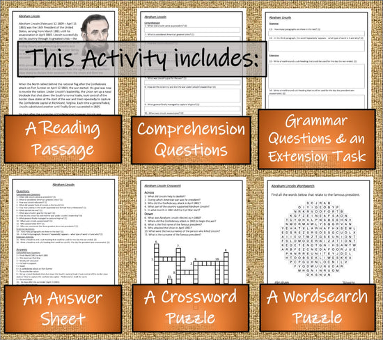 Abraham Lincoln Close Reading Comprehension Activity | 5th Grade & 6th ...