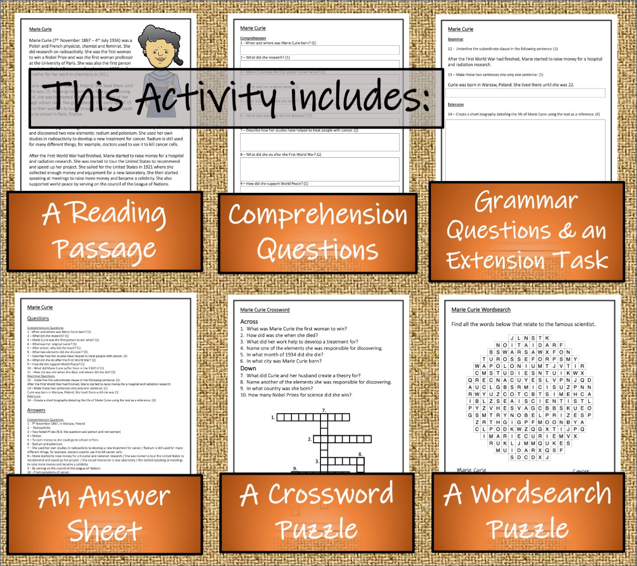 Marie Curie Grade Close Reading Comprehension Activity | 5th Grade & 6 ...