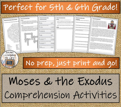 Moses and the Exodus Story Close Reading Activities | 5th Grade & 6th ...