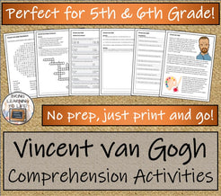 Vincent van Gogh Close Reading Comprehension Activities | 5th Grade ...