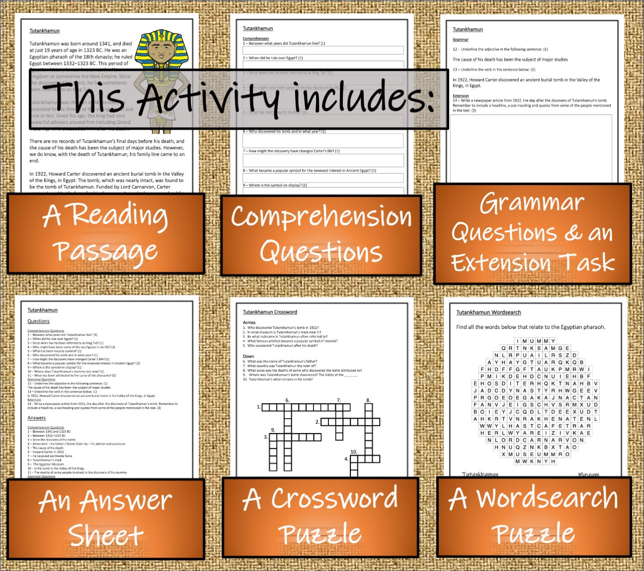 Tutankhamun Close Reading Comprehension Activity | 5th Grade & 6th Gra ...