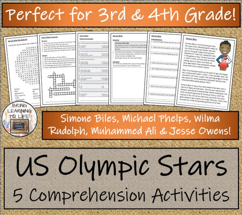U.S. Olympic Stars Close Reading Comprehension Bundle | 3rd Grade & 4t ...