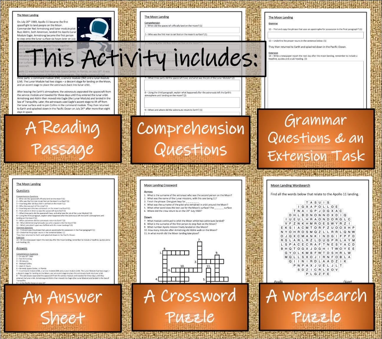 Moon Landing Close Reading Comprehension Activity | 5th Grade & 6th Gr ...