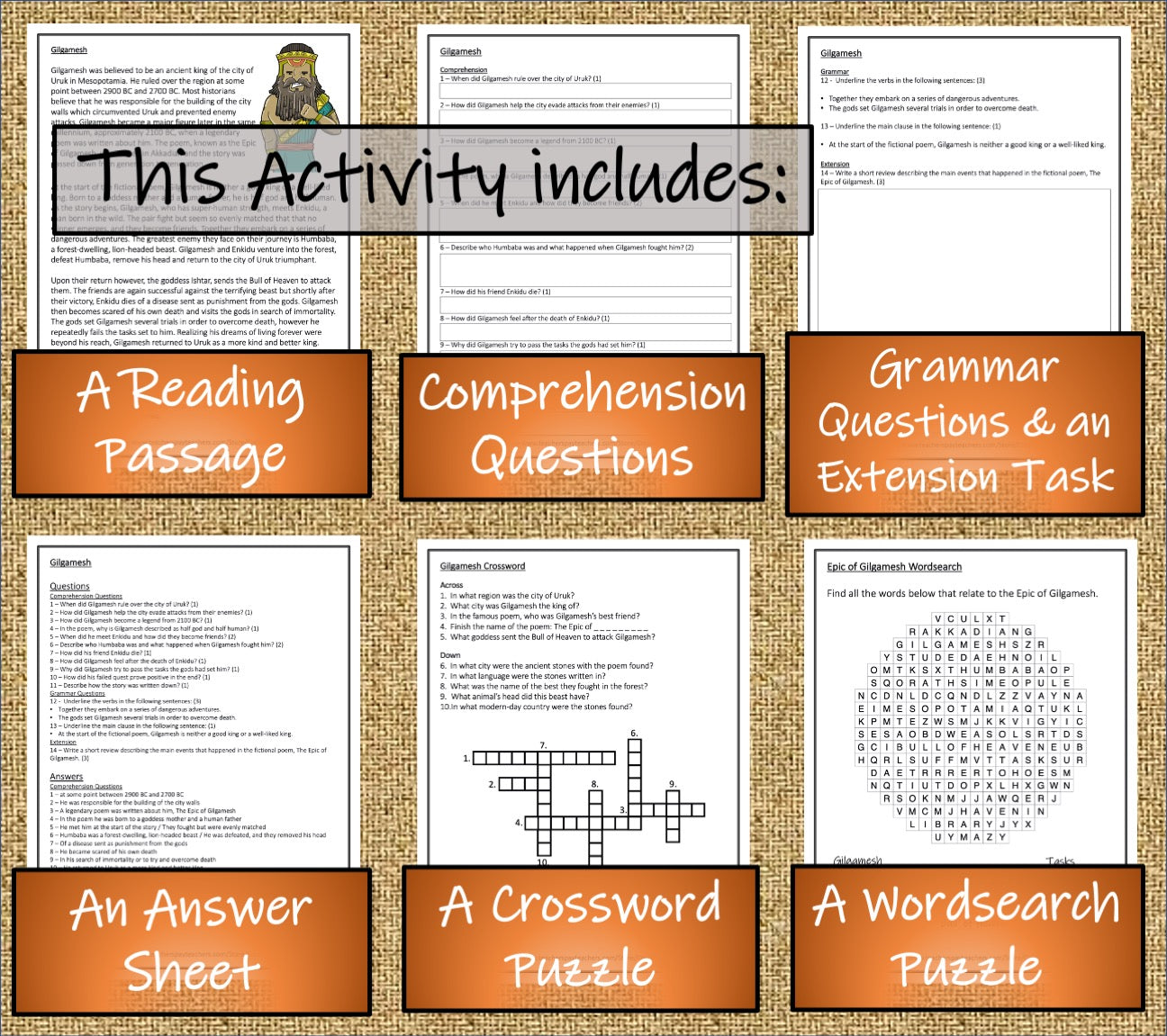 Epic of Gilgamesh Close Reading Comprehension Activity | 5th Grade & 6 ...