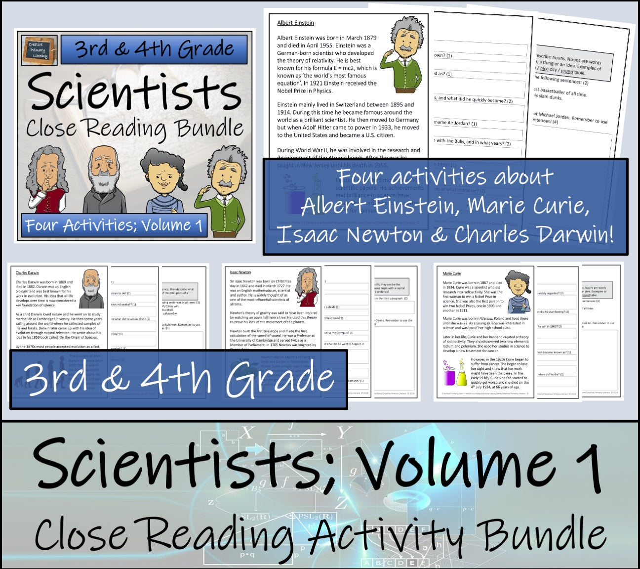 Famous Scientists 1 & 2 Close Reading Comprehension Bundles | 3rd & 4t ...