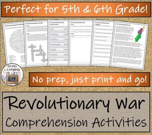 American Revolutionary War Close Reading Comprehension | 5th & 6th Gra ...
