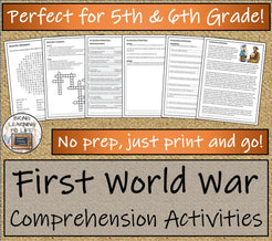 First World War Close Reading Comprehension Activities | 5th Grade & 6 ...