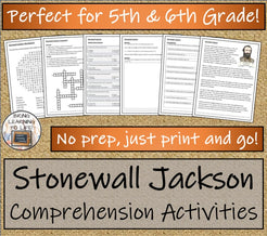 Stonewall Jackson Close Reading Comprehension Activities | 5th Grade ...