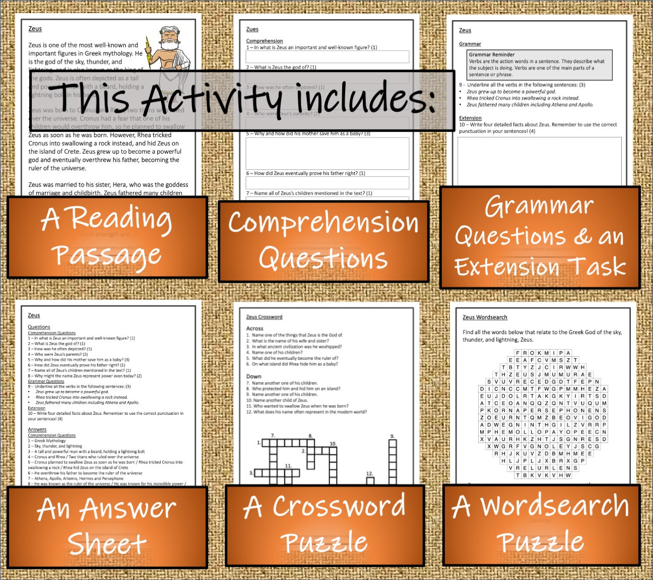 Zeus Close Reading Comprehension Activity | 3rd Grade & 4th Grade ...