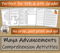 Maya Empire Advancements Reading Comprehension Activities | 5th & 6th ...