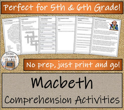 Macbeth Close Reading Comprehension Activities | 5th Grade & 6th Grade ...