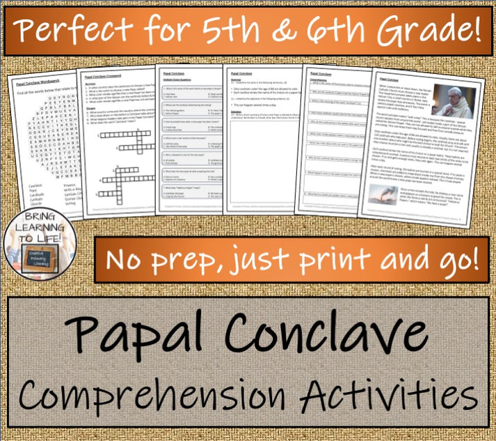 Papal Conclave Close Reading Comprehension Activities | 5th Grade & 6t ...
