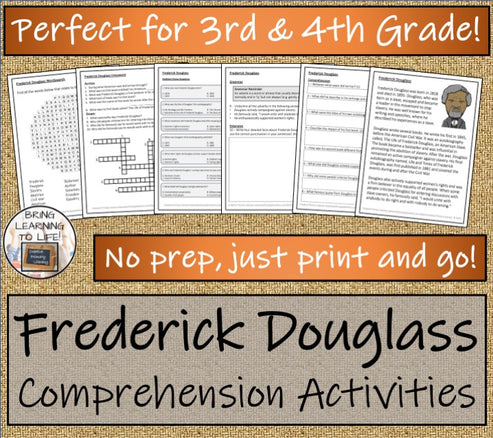 Frederick Douglass Close Reading Comprehension Activities | 3rd Grade ...