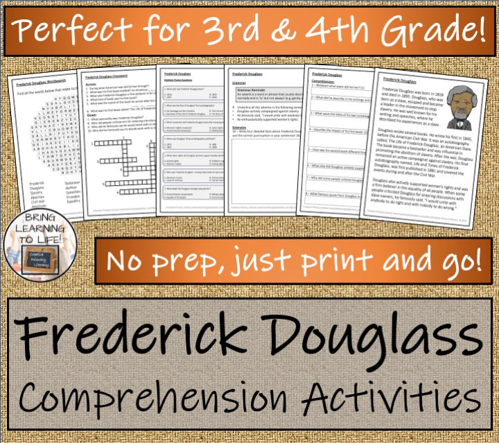 Frederick Douglass Close Reading Comprehension Activities | 3rd Grade ...