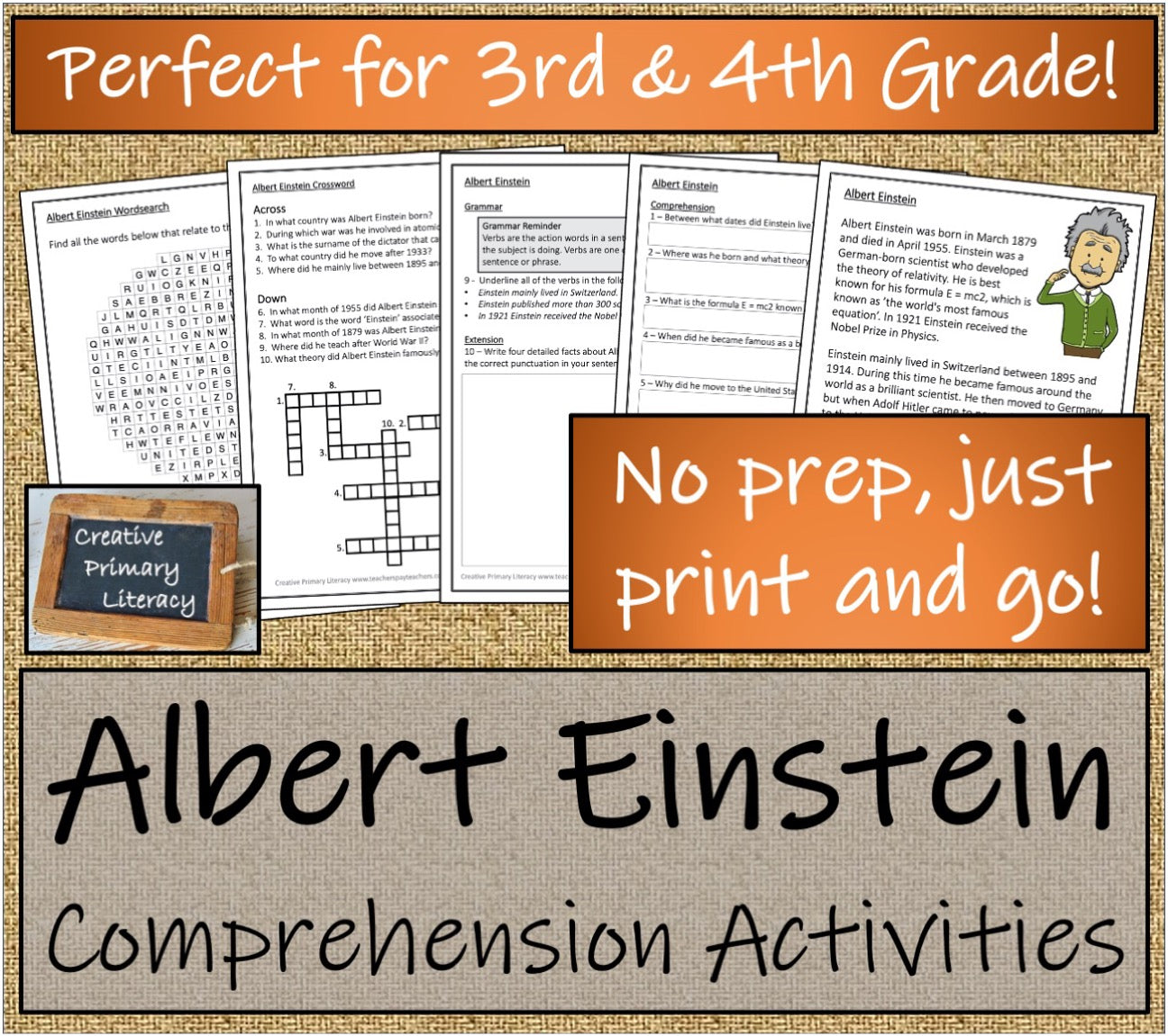 Albert Einstein Close Reading & Biography Bundle 3rd Grade & 4th Grade ...
