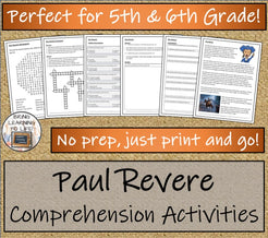 Paul Revere Close Reading Comprehension Activities | 5th Grade & 6th G ...