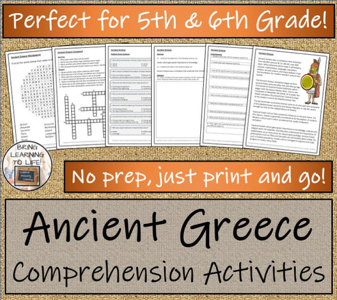 Ancient Greece Close Reading Comprehension Activities | 5th Grade & 6t ...
