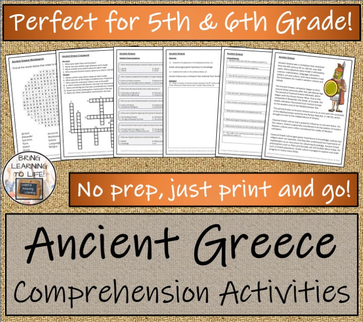 Ancient Greece Close Reading Comprehension Activities | 5th Grade & 6t ...
