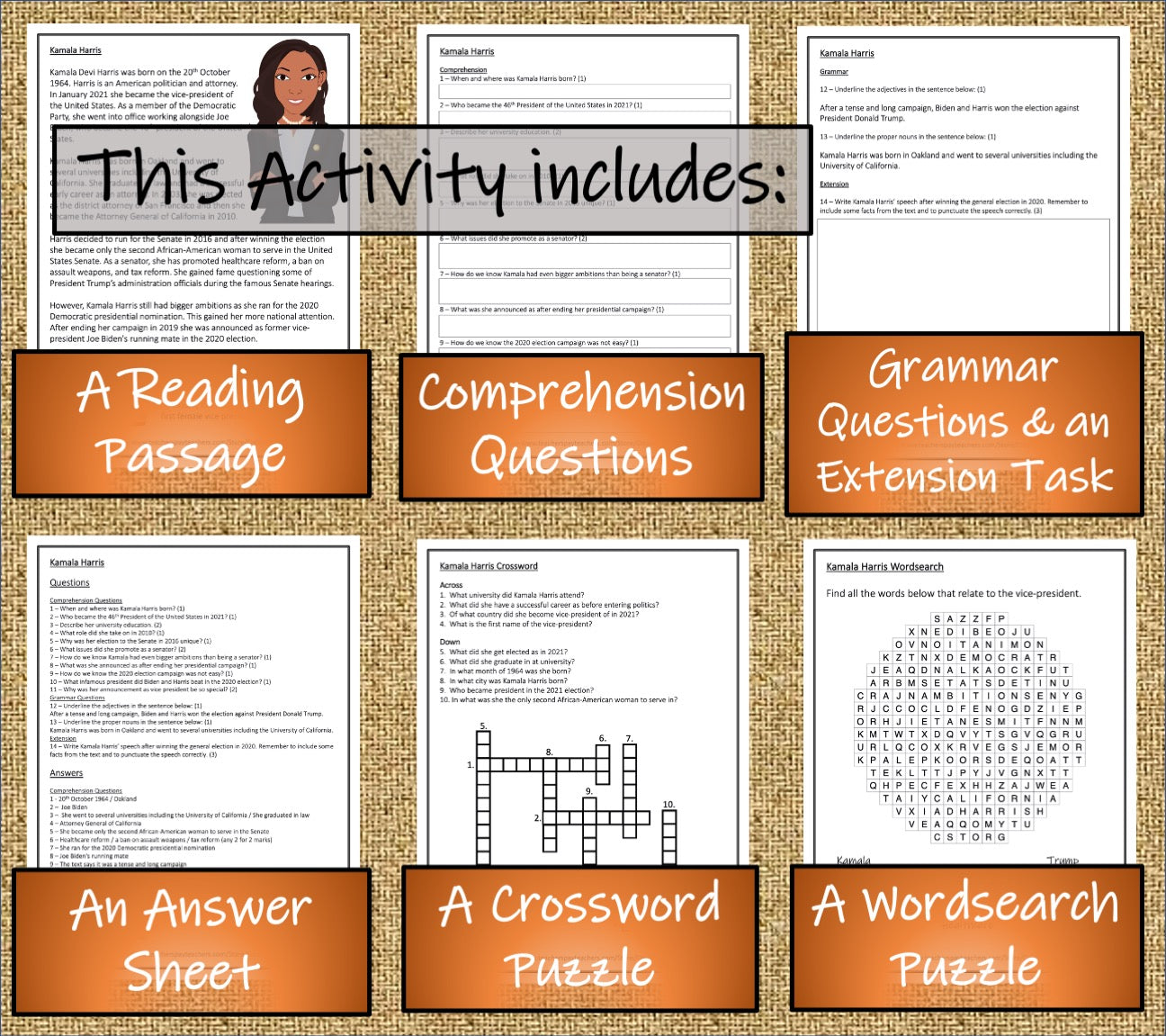 Kamala Harris Close Reading Comprehension Activity | 5th Grade & 6th G ...