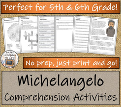 Michelangelo Close Reading Comprehension Activities | 5th Grade & 6th ...