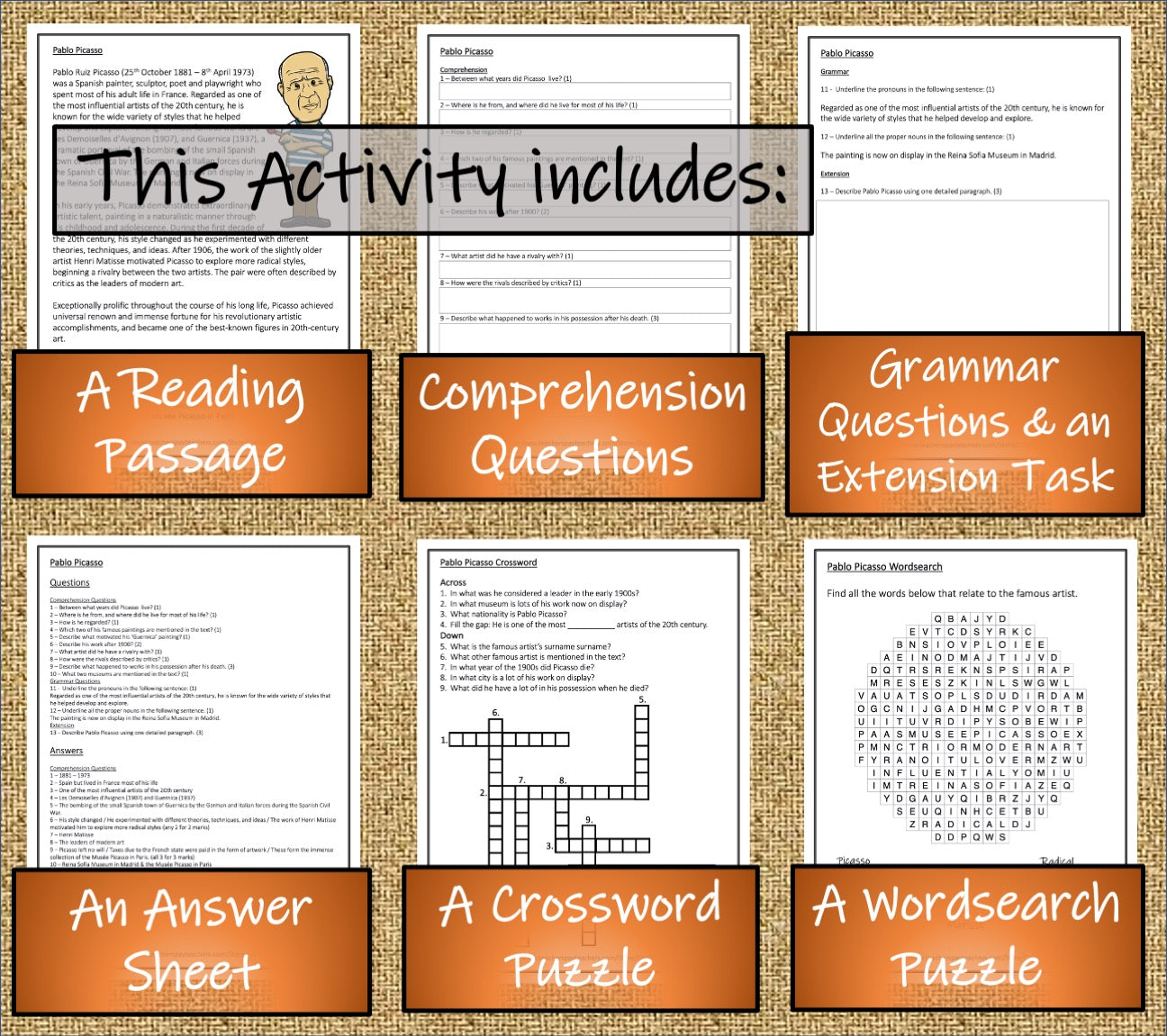 Pablo Picasso Close Reading Comprehension Activity | 5th Grade & 6th G ...