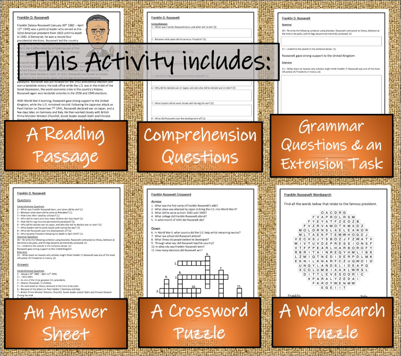 Franklin Roosevelt Close Reading Comprehension Activity | 5th Grade ...