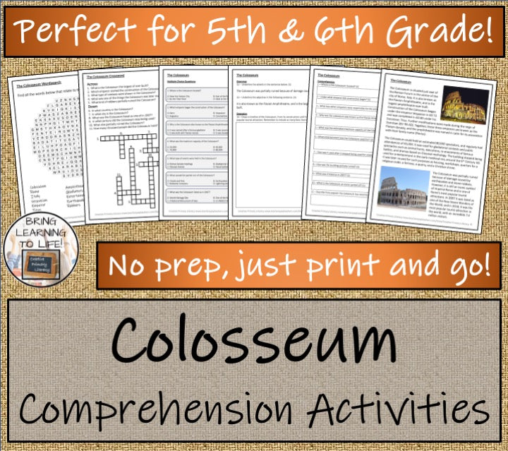The Colosseum Close Reading Comprehension Activities | 5th Grade & 6th ...