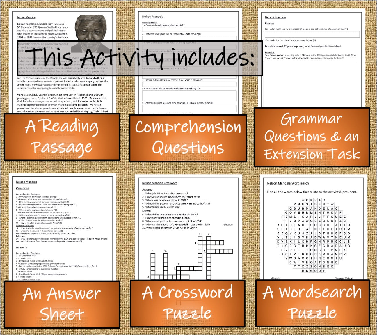 Nelson Mandela Close Reading Comprehension Activity | 5th Grade & 6th ...