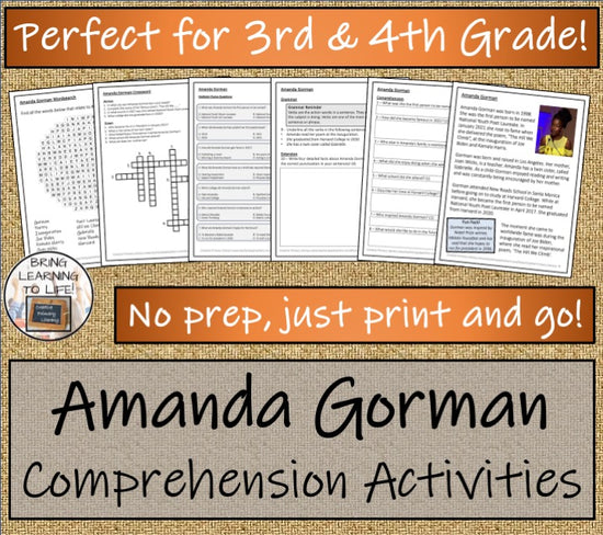 Amanda Gorman Close Reading Comprehension Activities | 3rd Grade & 4th – Creative Primary Literacy