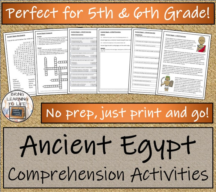 Ancient Egypt Close Reading Comprehension Activities | 5th Grade & 6th ...