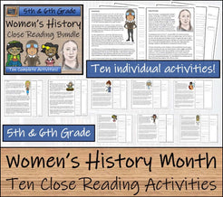 Womens History Month Close Reading & Writing Mega Bundle | 5th Grade ...