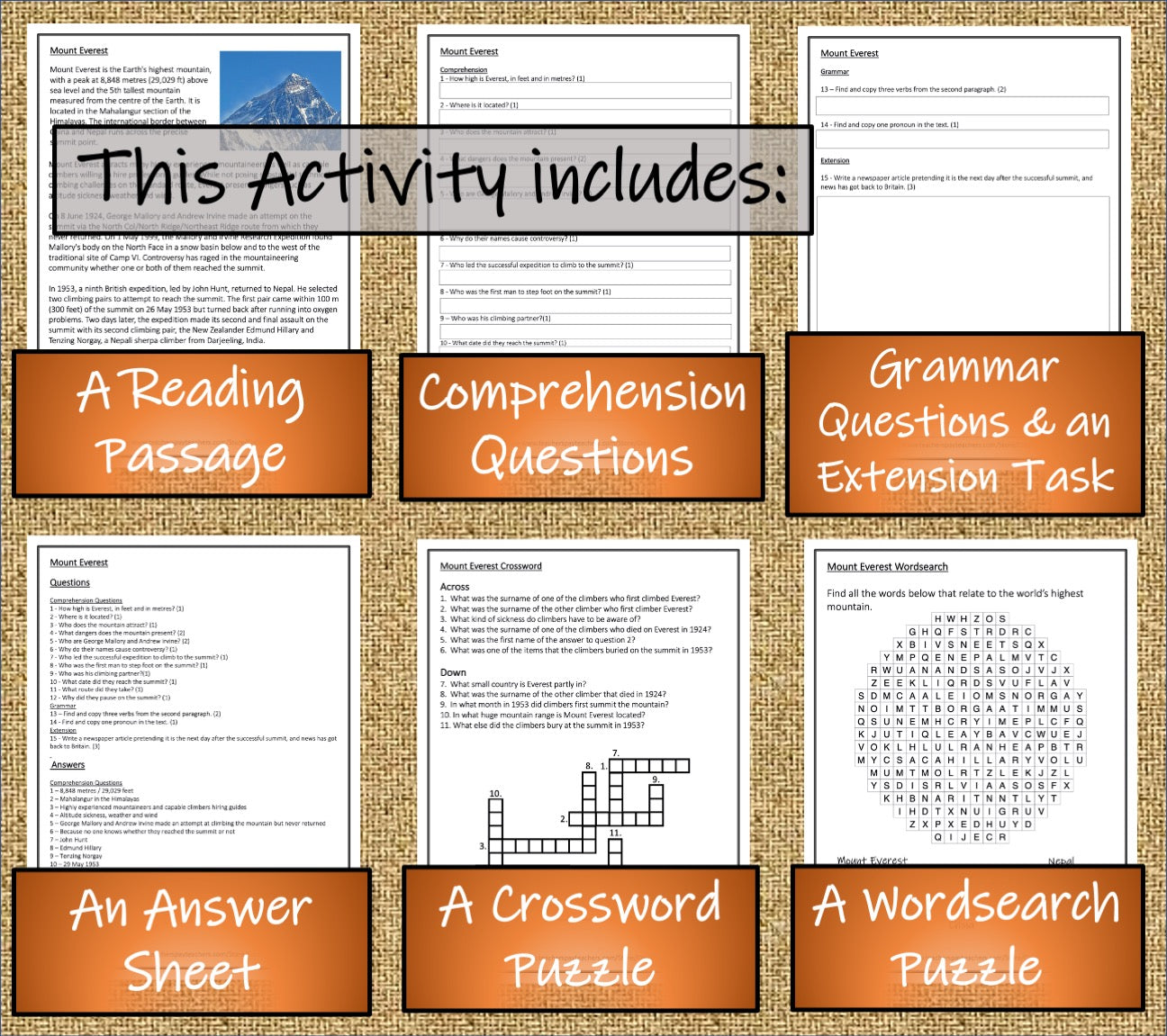 Mount Everest Close Reading Comprehension Activity | 5th Grade & 6th G ...