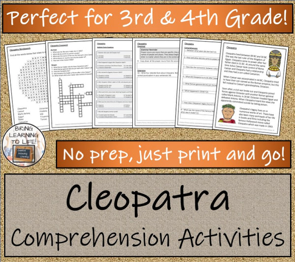 Cleopatra Close Reading Comprehension Activities | 3rd Grade & 4th Gra ...