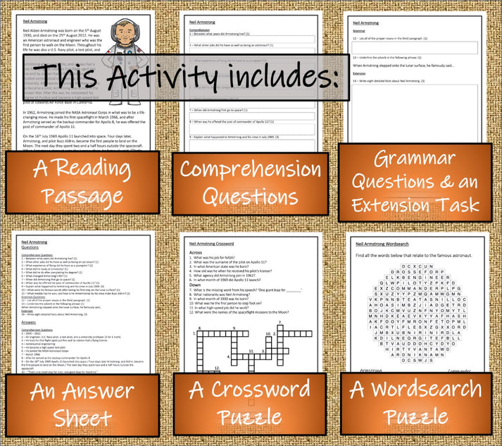 Neil Armstrong Close Reading Comprehension Activity | 5th Grade & 6th ...