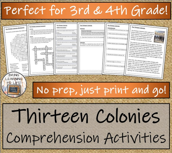 Thirteen Colonies Close Reading Comprehension Activities | 3rd Grade ...