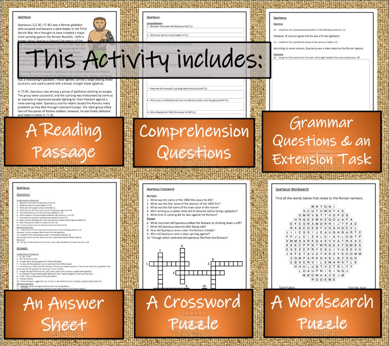 Spartacus Close Reading Comprehension Activity | 5th Grade & 6th Grade ...