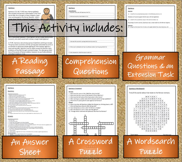 Spartacus Close Reading Comprehension Activity | 5th Grade & 6th Grade ...