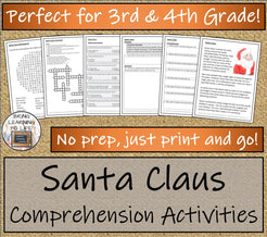 Santa Claus Close Reading Comprehension Activities | 3rd Grade & 4th G ...