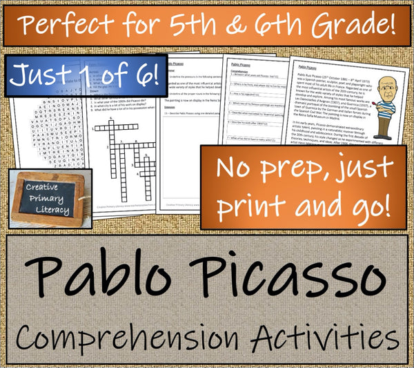 Famous Artists Bundle of Close Reading Activities | 5th Grade & 6th Gr ...