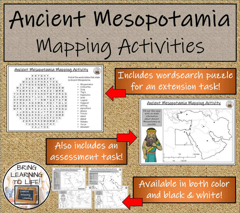 Ancient Mesopotamia Map Activities and Presentation – Creative Primary ...