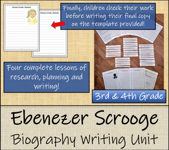 Ebenezer Scrooge Biography Writing Unit | 3rd Grade & 4th Grade ...