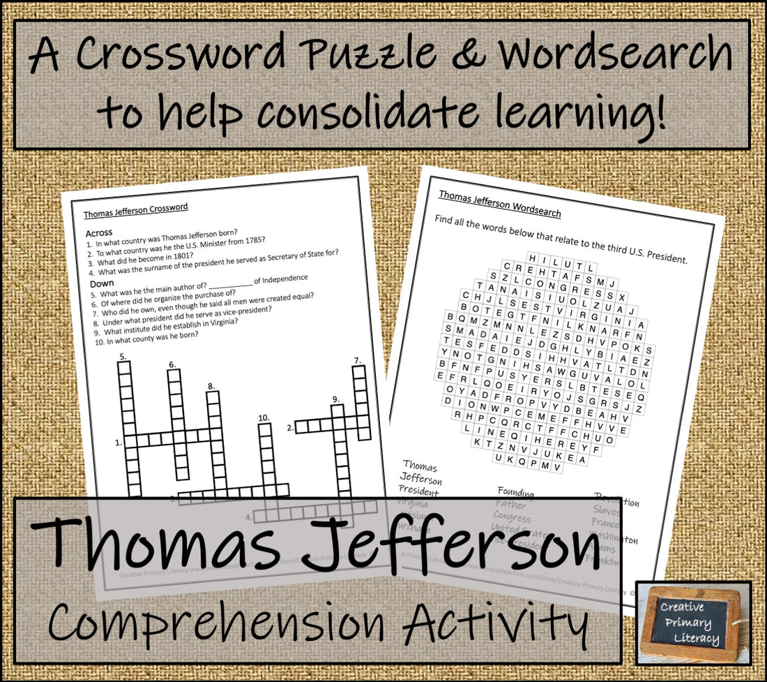 Thomas Jefferson Close Reading Comprehension Activity | 3rd Grade & 4t ...
