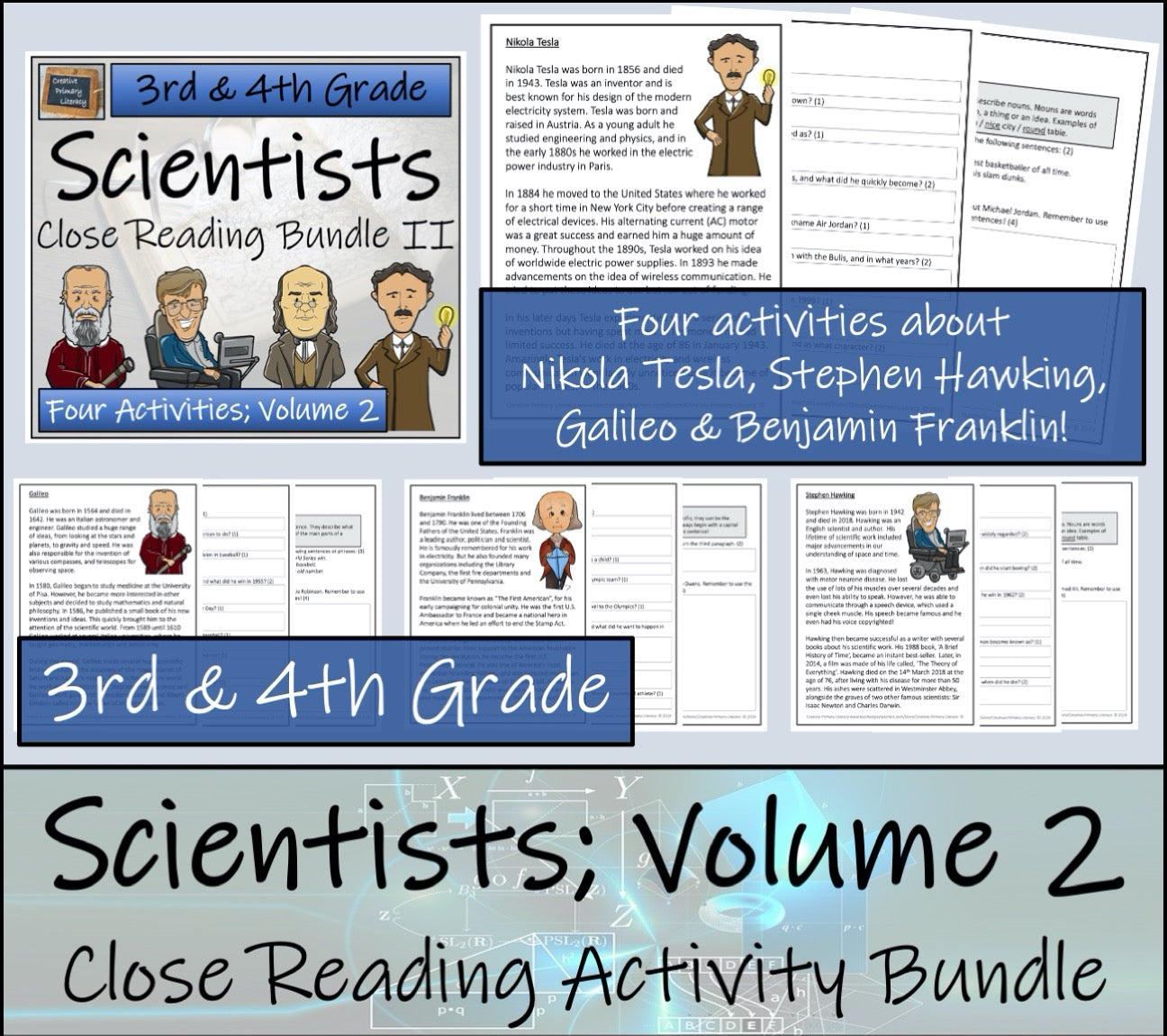 Famous Scientists 1 & 2 Close Reading Comprehension Bundles | 3rd & 4t ...