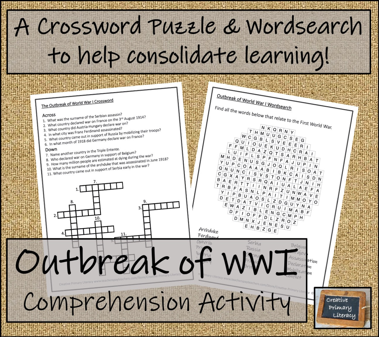 Outbreak of World War I Close Reading Comprehension Activity | 5th & 6 ...